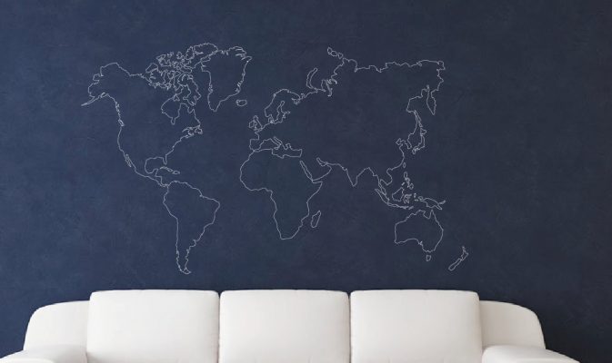 World Map Outline Wall Stickers - Map Wall Stickers - Map Wall Art ...